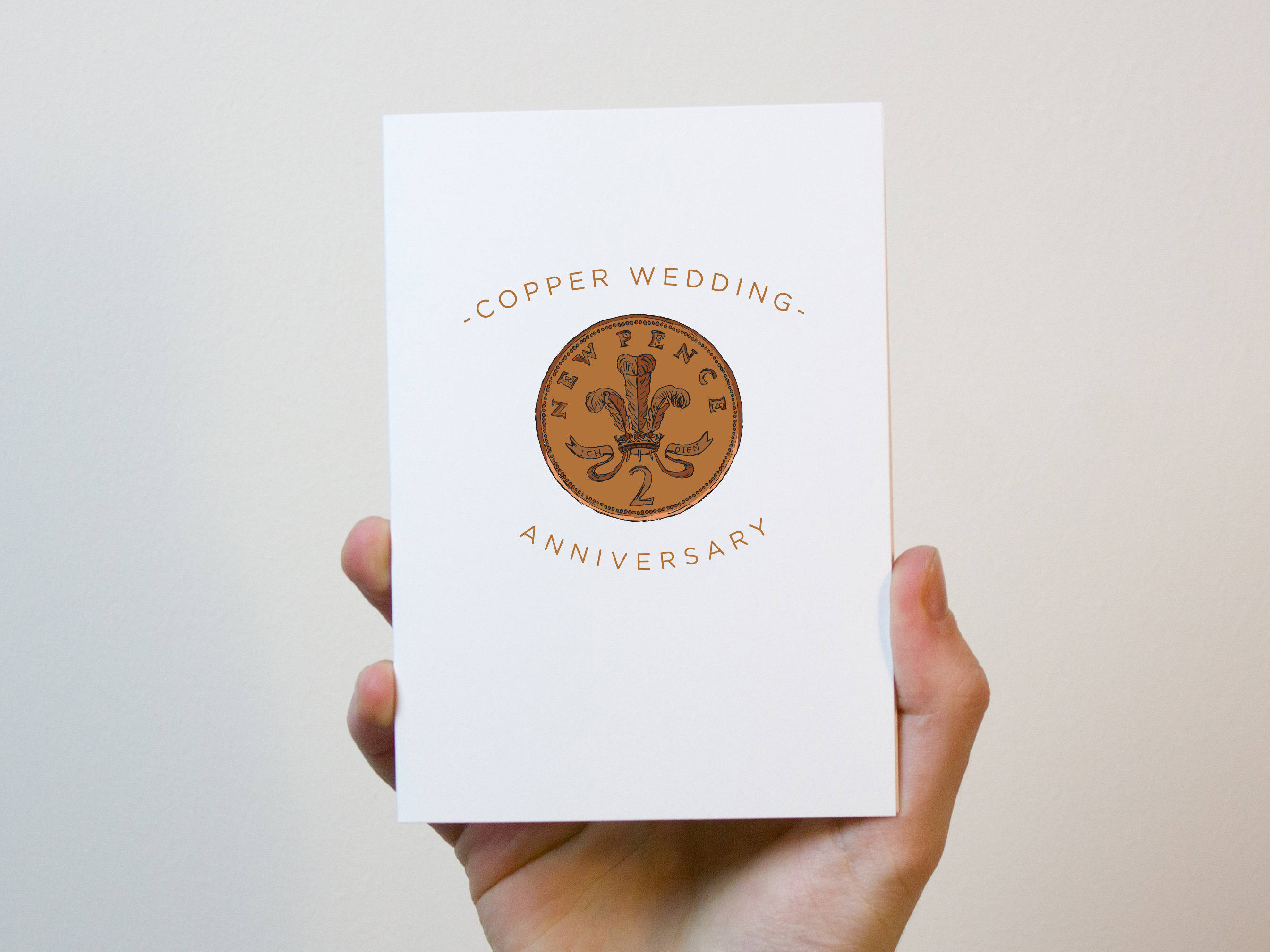 Copper Wedding Anniversary Card 7 Year Wedding Anniversary Card 7th 